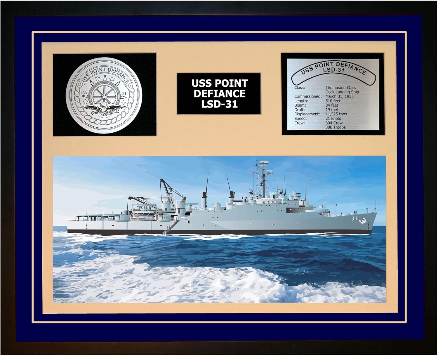 Amazon.com: Navy Emporium USS Point Defiance LSD 31 Framed Navy Ship ...
