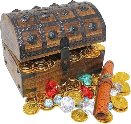 Amazon.com: Nautical Cove Wooden Pirates Treasure Chest Box Pirate ...
