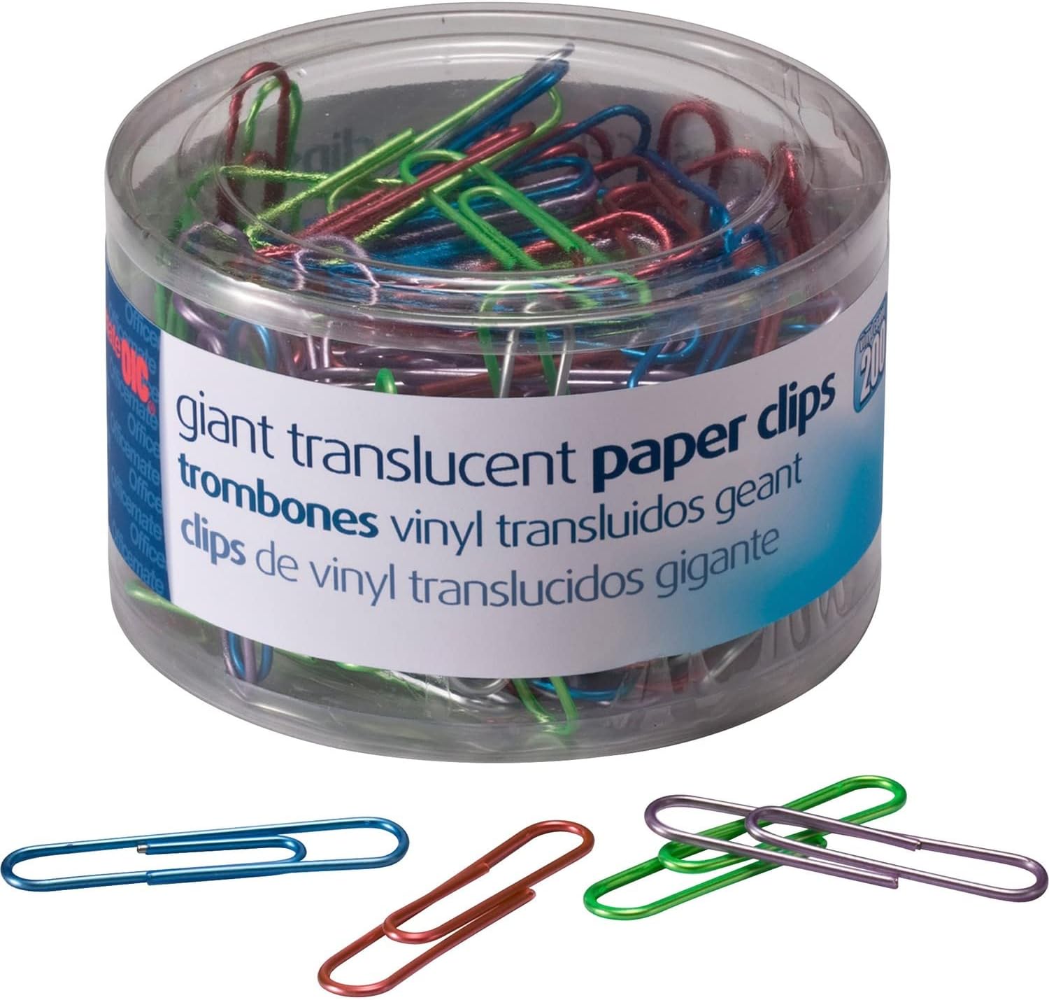 Amazon.com : Officemate Giant Vinyl Coated Paper Clips, Translucent ...