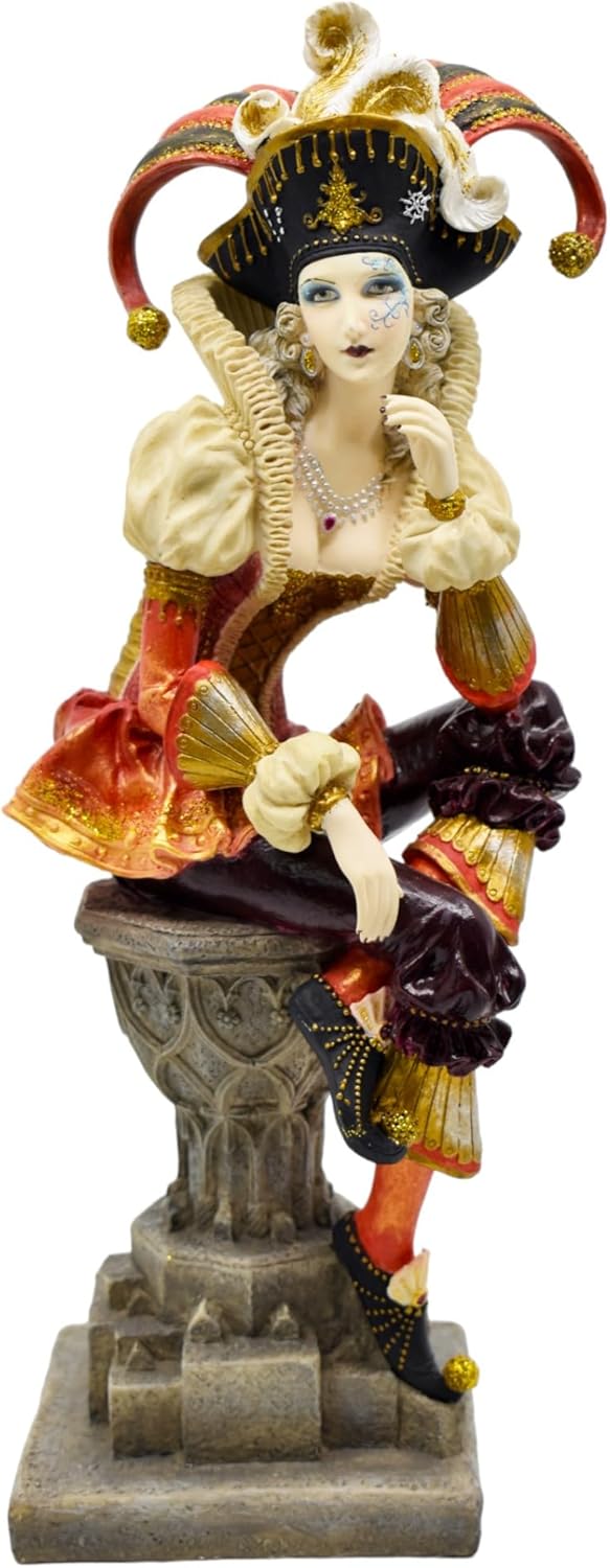 Amazon.com: Elegant Female Jester Figurine in Baroque Harlequin Costume ...