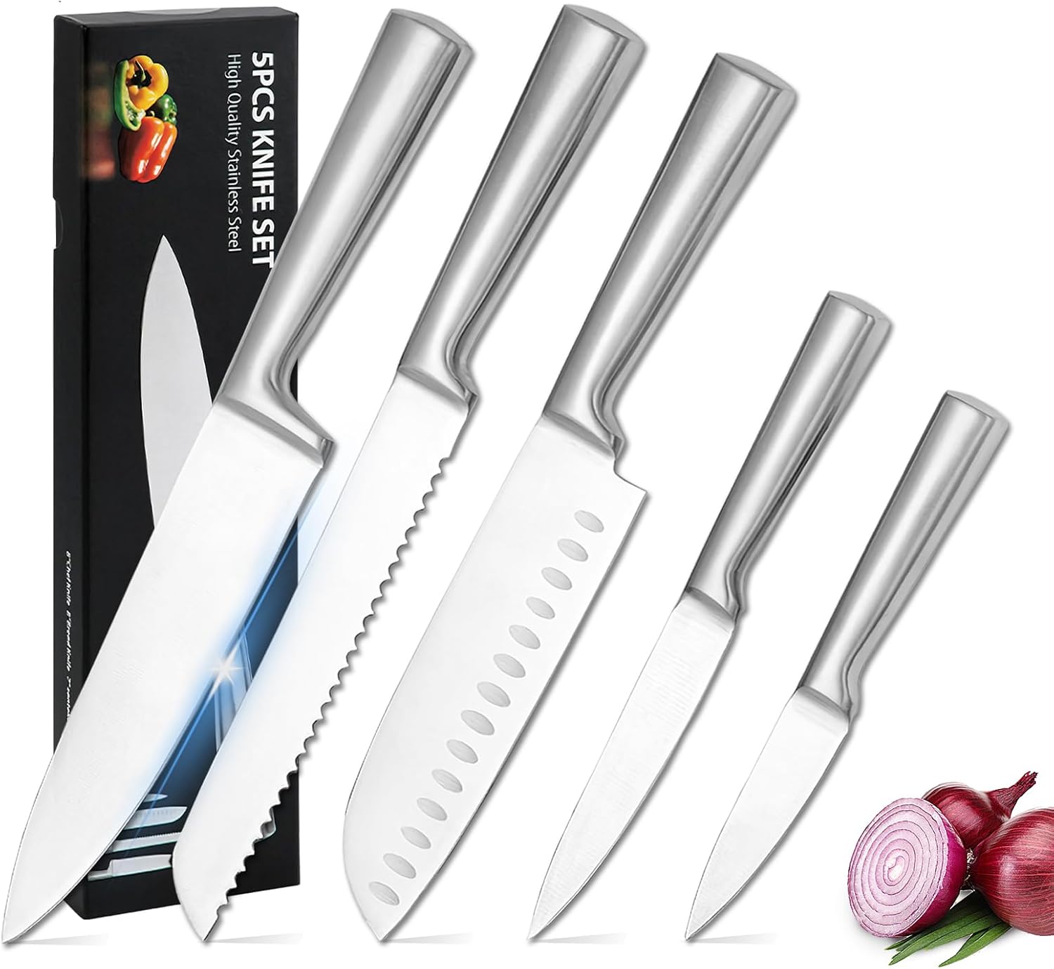 Amazon.com: RETROSOHOO Kitchen Knife Set, 5-Pieces Classic Carbon ...