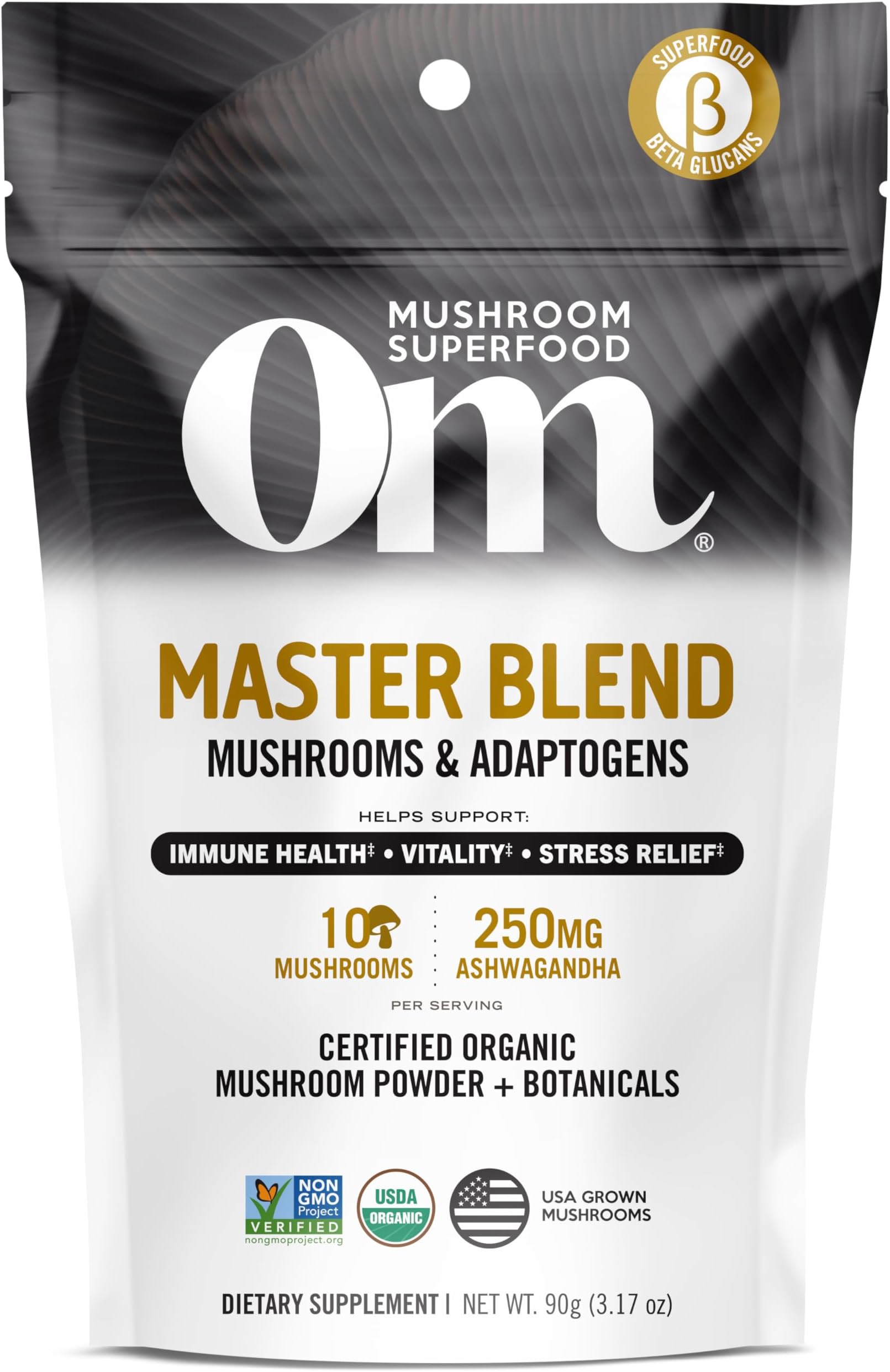 Amazon.com: Om Mushroom Master Blend, Organic 10 Mushroom Complex ...