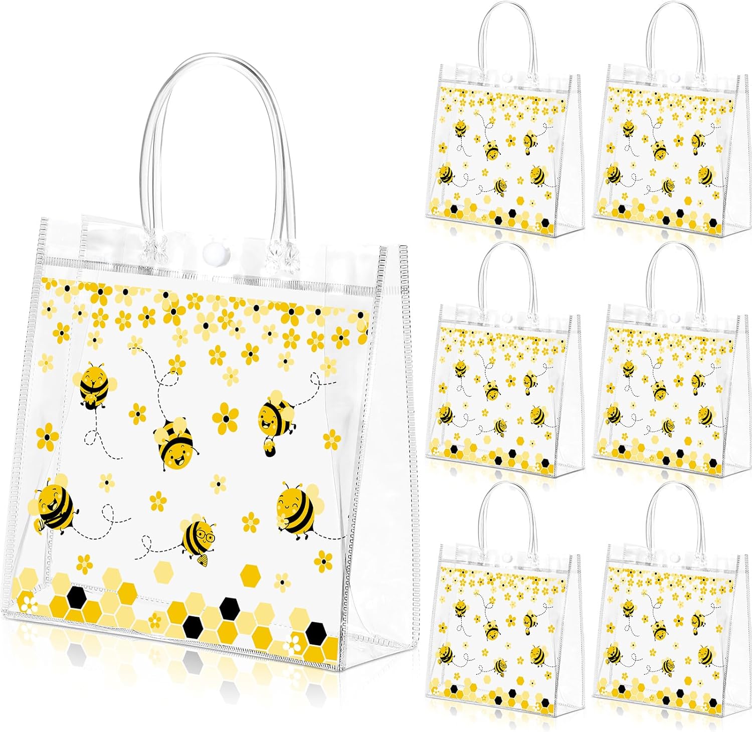 Amazon.com: Pasimy 20 Pcs Bee Clear Gift Bag with Handle PVC Honey Bee ...