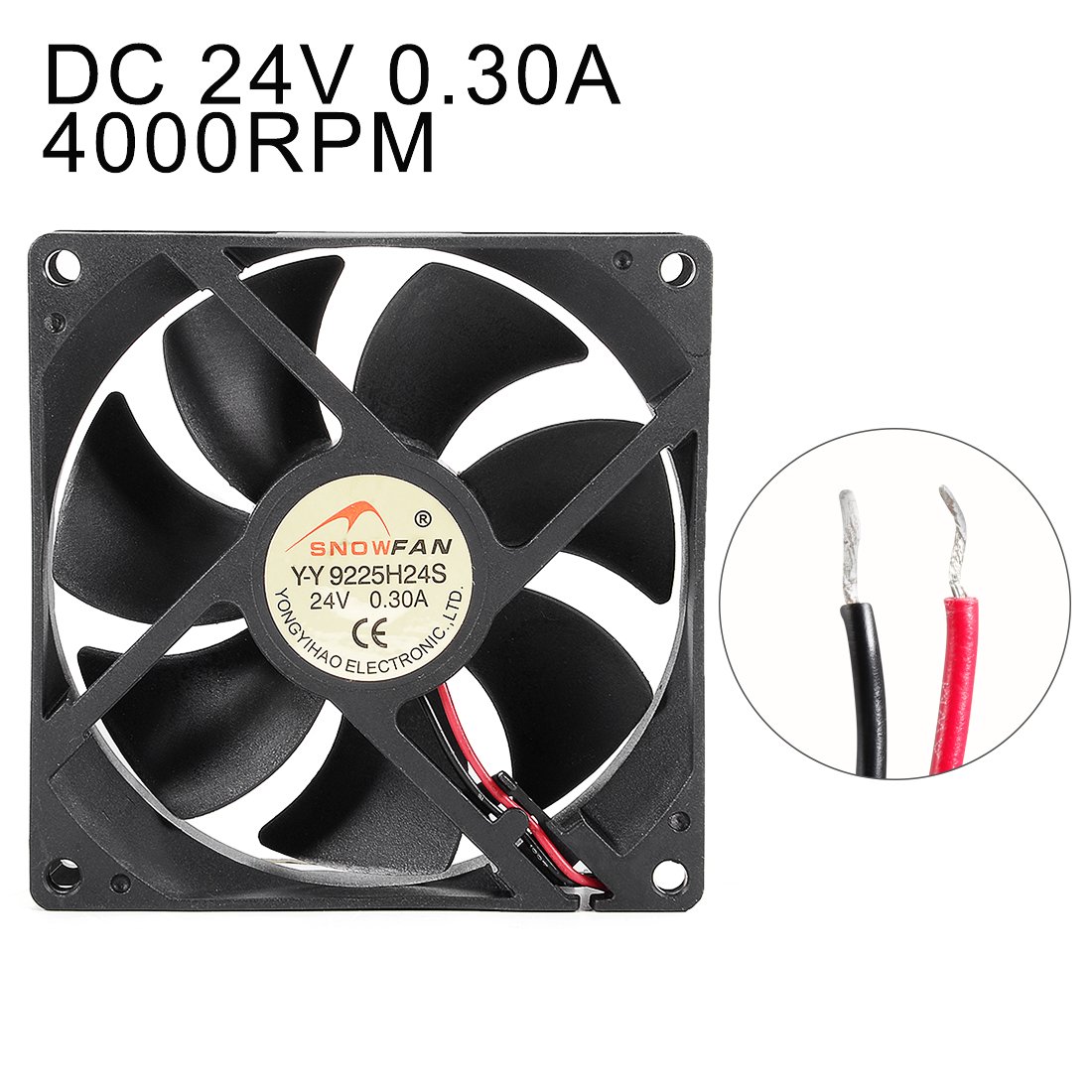 sourcingmap 92mm x 92mm x 25mm 24V DC Cooling Fan Long Life HY Bearing ...