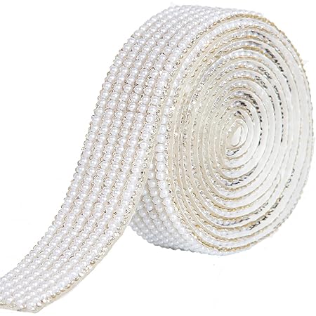 Amazon.com: Pearl Stickers 3 Rolls Self Adhesive Pearl Rhinestone ...