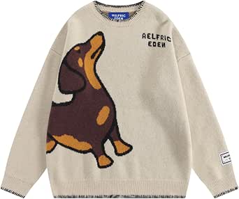 Amazon.com: Aelfric Eden Sweaters Hand Drawn Dachshund Jacquard Sweater ...