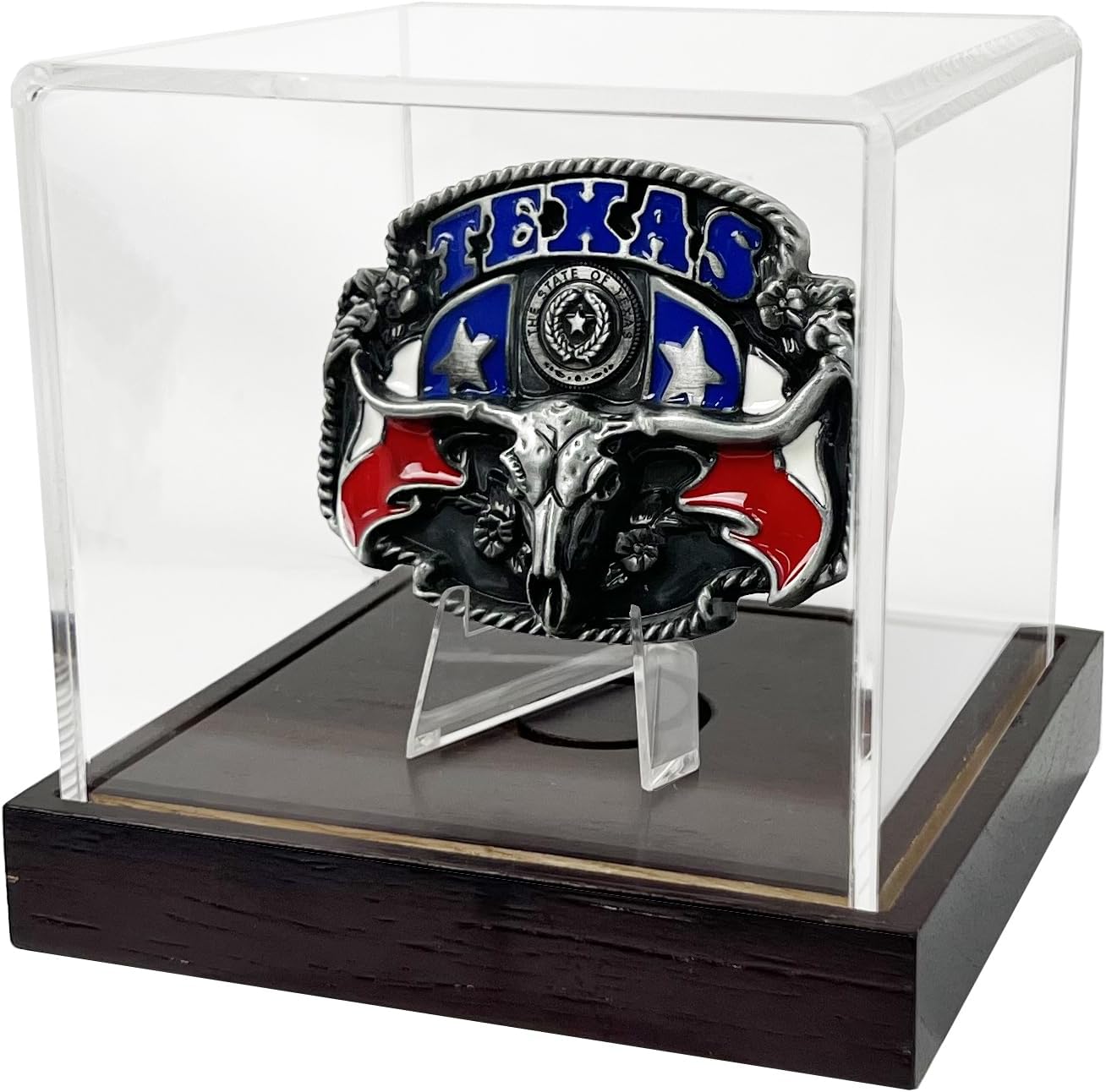 Amazon.com - Acrylic Belt Buckle Display Case,Wooden Base,Belt Buckle ...