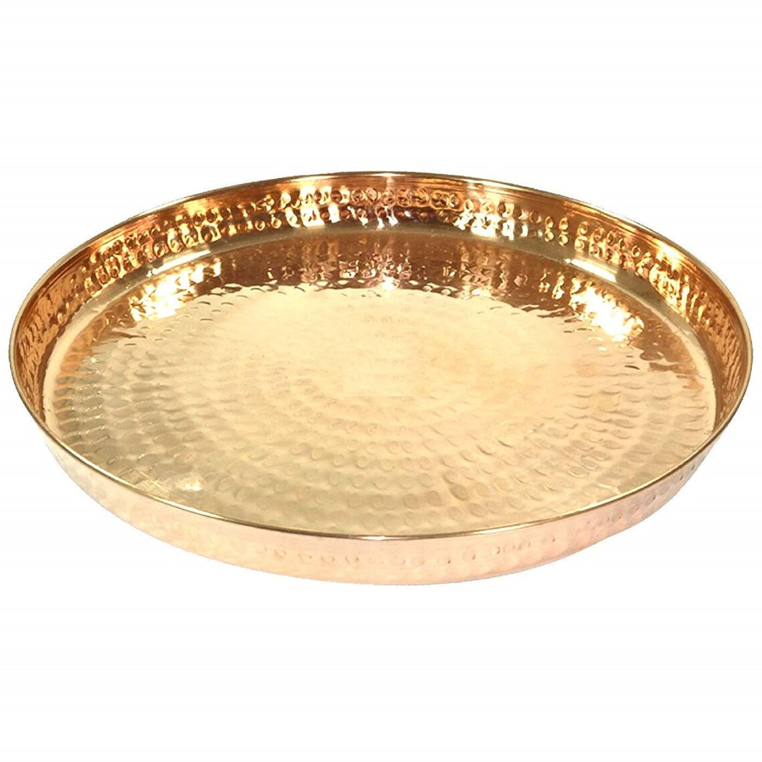 Buy Sharva Pure Copper Hammered Dinner Thali Plate Indian Traditional ...