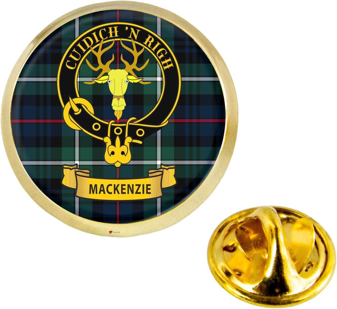 Amazon.com: Mackenzie Scottish Clan Crest Lapel Pin Badge in Gold ...