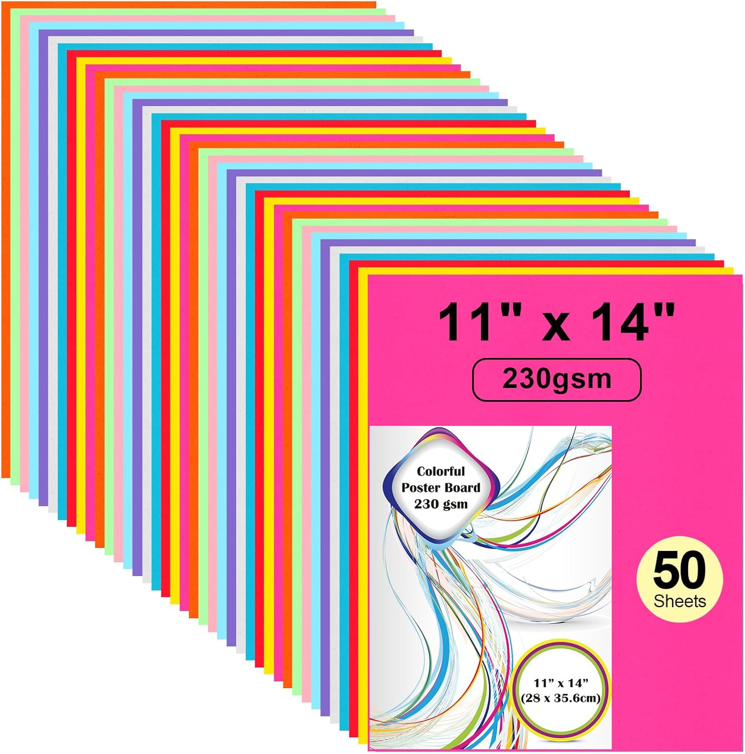 Amazon.com: 50 Pcs 11" x 14" Poster Board Paper ROOKEA Colorful Poster ...