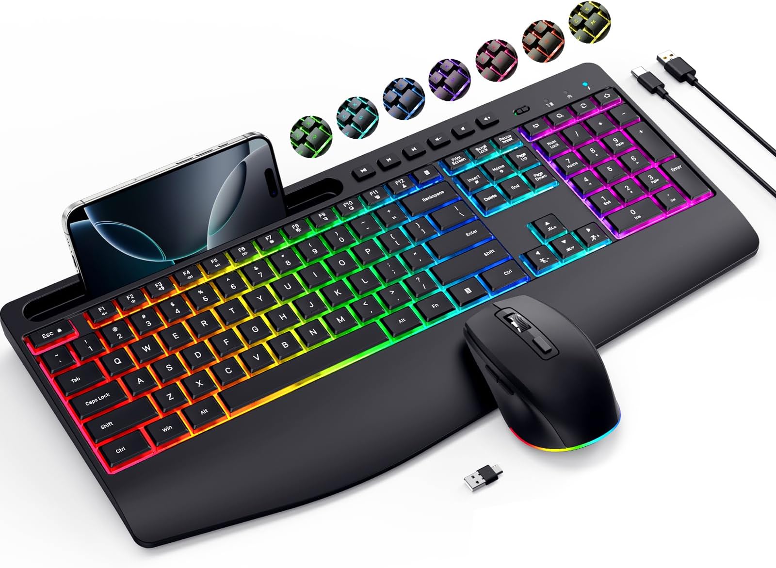 Amazon.com: Wireless Keyboard and Mouse Combo - RGB Backlit ...