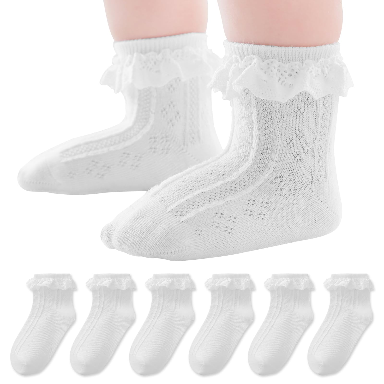 Snapklik.com : Baby Lace Socks Newborn Girl Eyelet Ruffle Frilly Socks ...