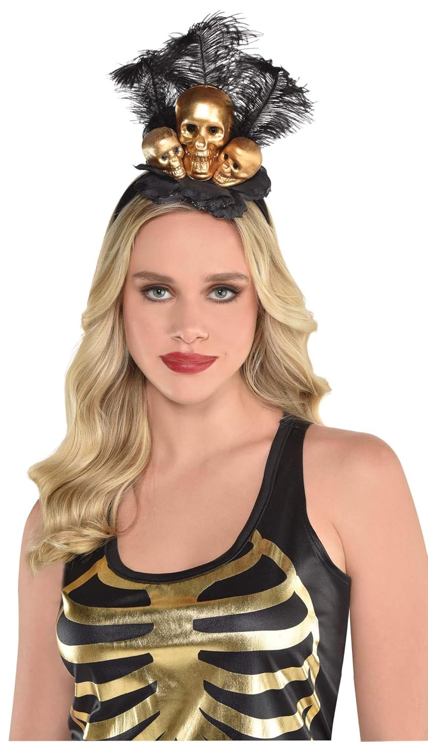 Buy Skeleton Fashion Headband - Adult Standard Size, Black/Gold - 1 Pc ...