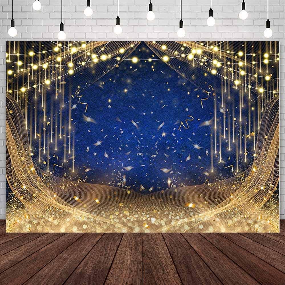 Amazon.com : AIBIIN 7x5ft Royal Blue and Gold Party Photo Backdrop Gold ...