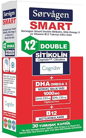 SORVAGEN SMART DOUBLE SİTİKOLİN (250 mg), DHA OMEGA 3 VE B12 (30 Kapsül) : Amazon.com.tr: Sağlık ...