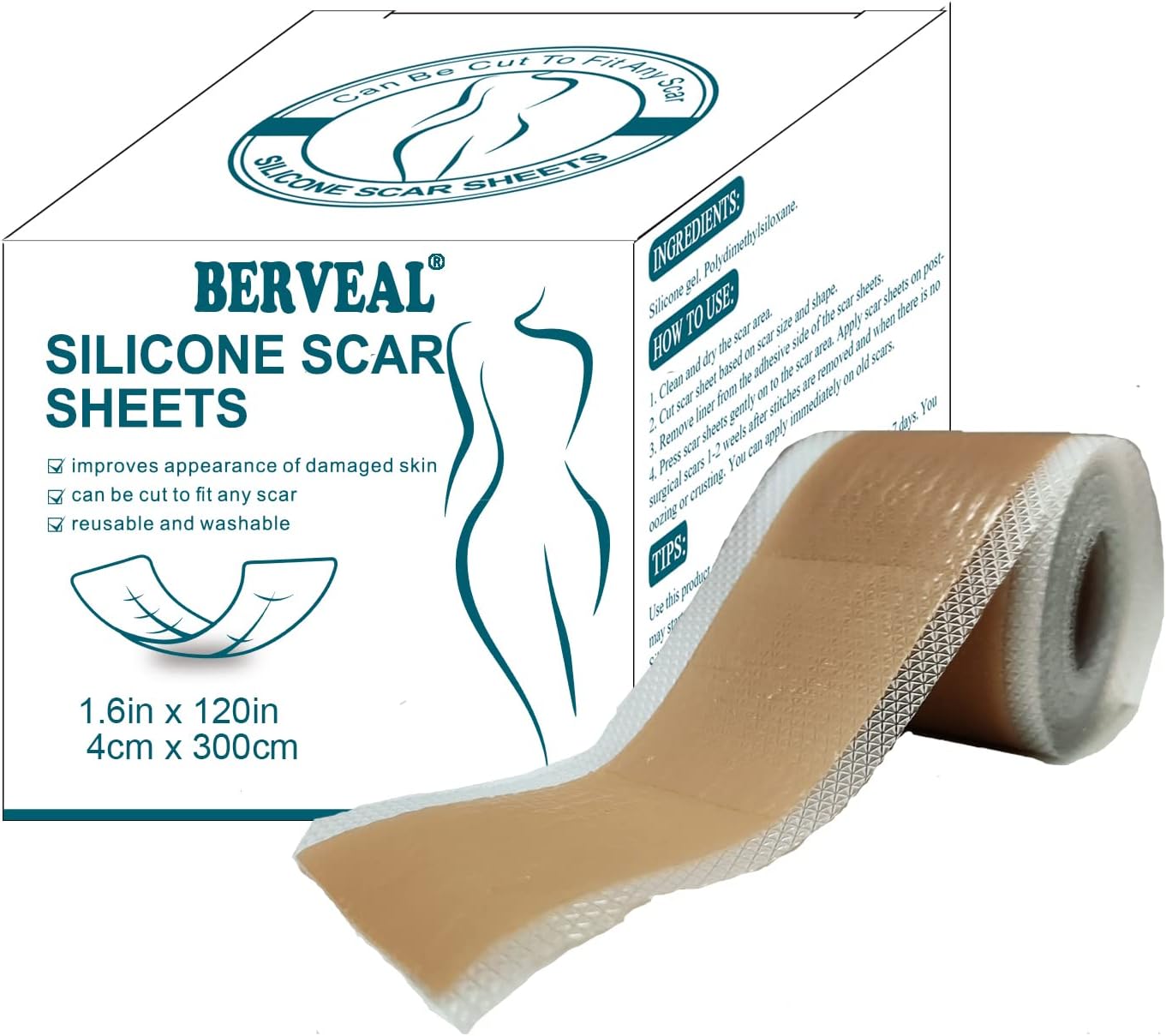 Amazon.com : Silicone Scar Tape Roll, Silicone Scar Sheets, Scar ...
