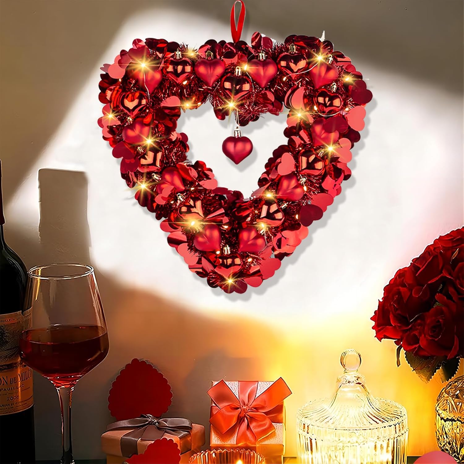 Coronas del día de San Valentín para puerta delantera, corona de San ...