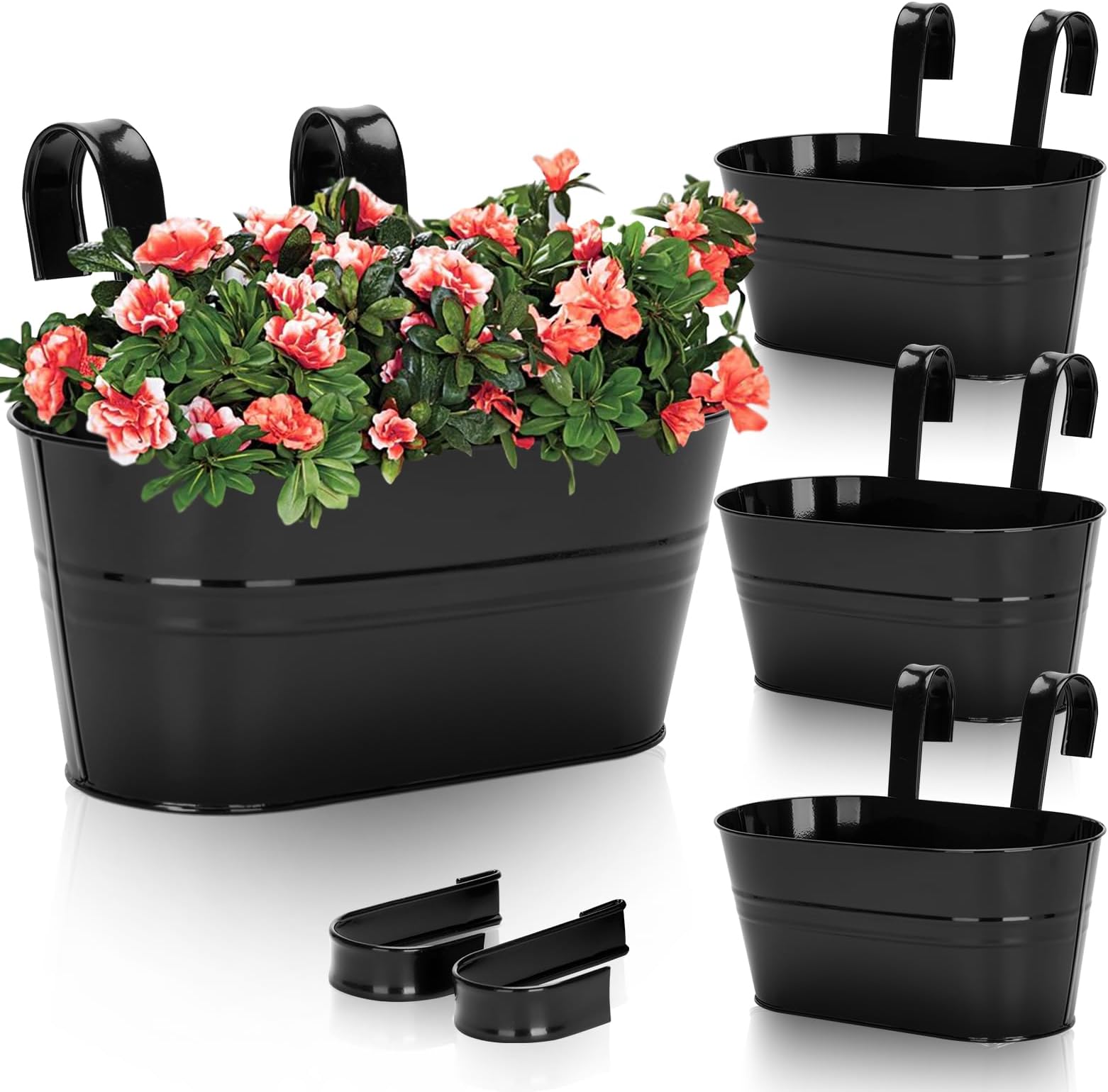 LDHHYH 4PCS Hanging Plant Pots,27.5cm Over Fence Planters for Balcony ...