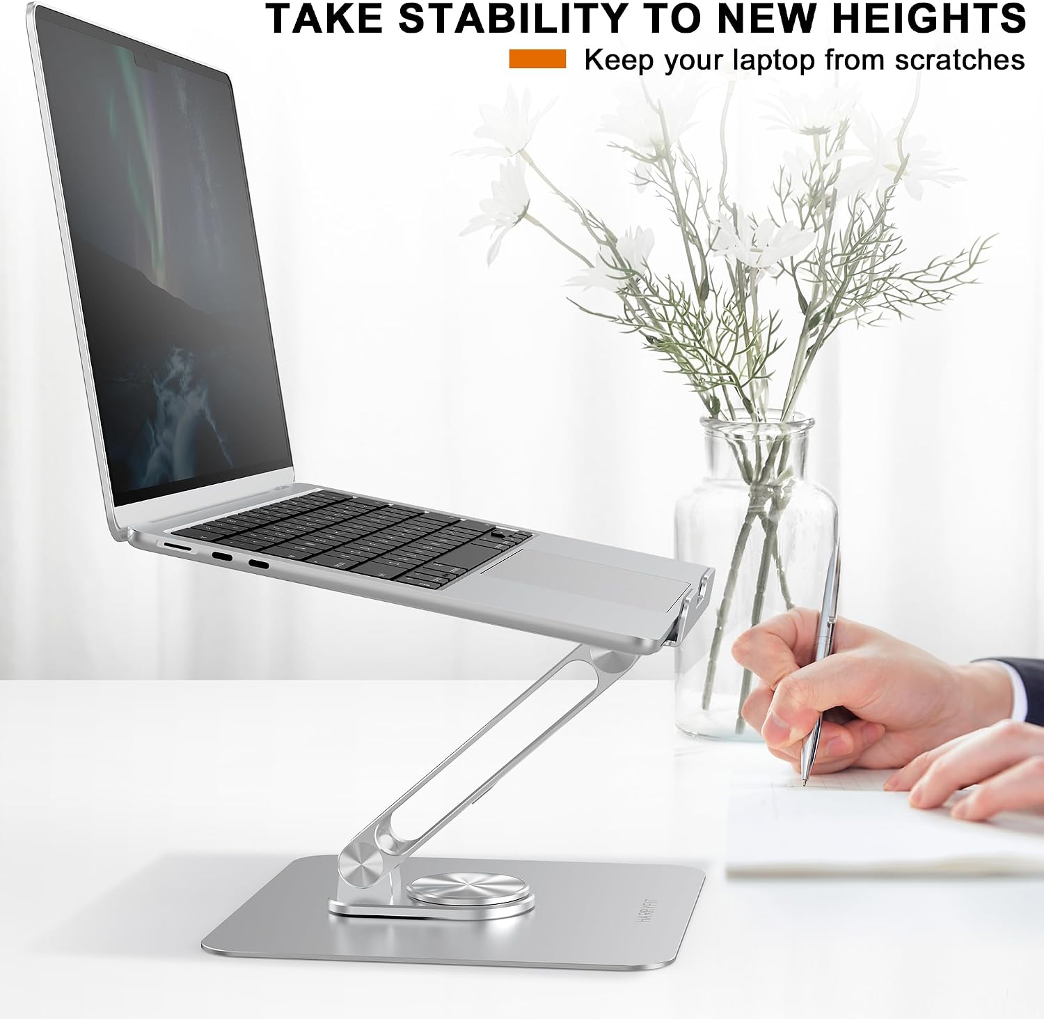 Soporte ajustable para laptop con base giratoria de 360, elevador ...
