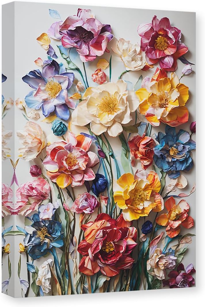 Amazon.com: CXHOSTENT Colorful Flower Canvas Wall Art Floral Picture ...