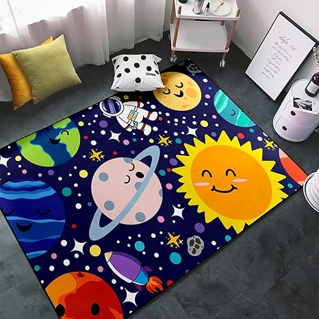 Amazon.com: kodhyvj Space Rug for Boys Room - Cartoon Solar System Rug ...