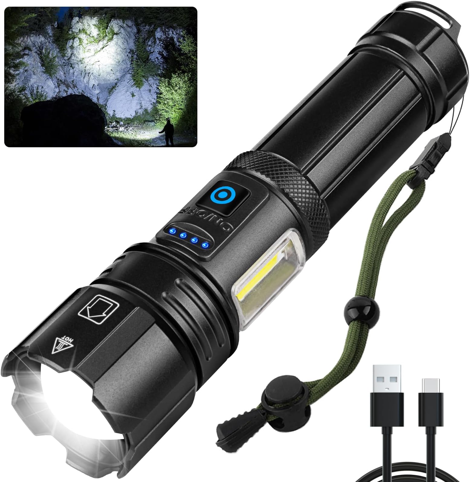 SKNSL Flashlights High Lumens Rechargeable - 900000 Lumen LED ...