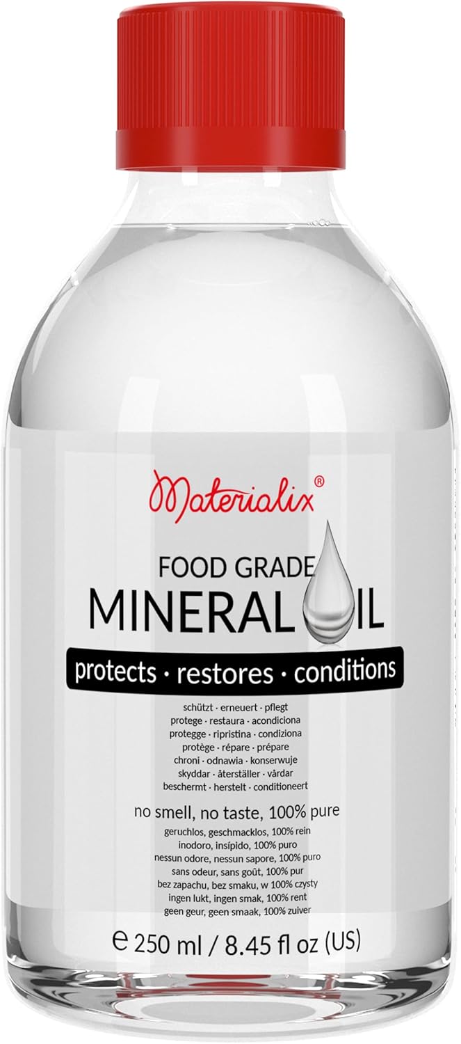 Materialix Food Grade Mineral Oil 250ml - for Wood, Bamboo, Stainless - Wooden Chopping Board ...