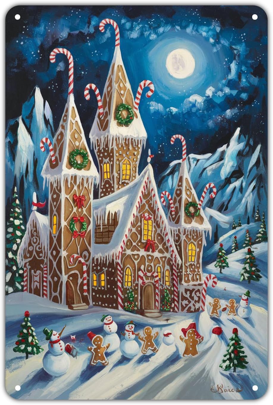 Amazon.com: Gingerbread House tin sign Vintage Christmas Gingerbread ...