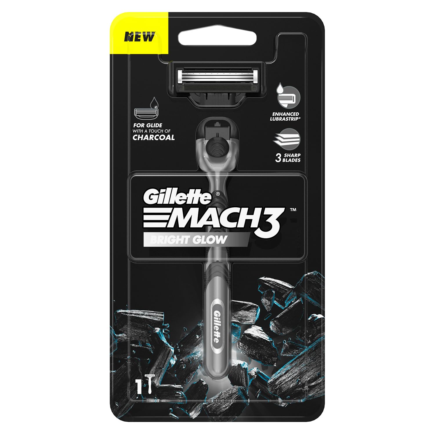 Gillette Mach3 Charcoal Shaving Razor for Men with New Enhanced ...
