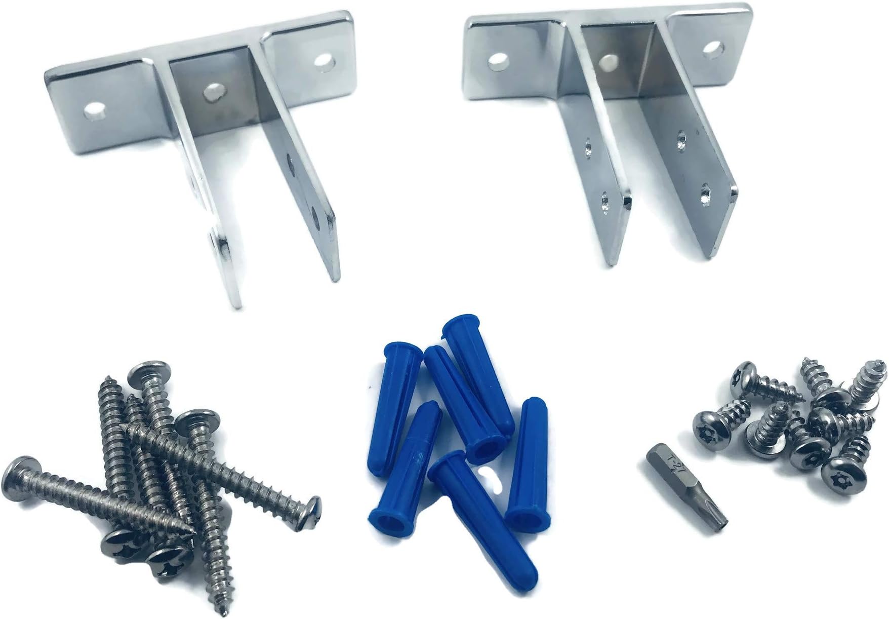 Two Polished Chrome Die Cast Zamac Two Ear Brackets for 7/8 in. Panels ...