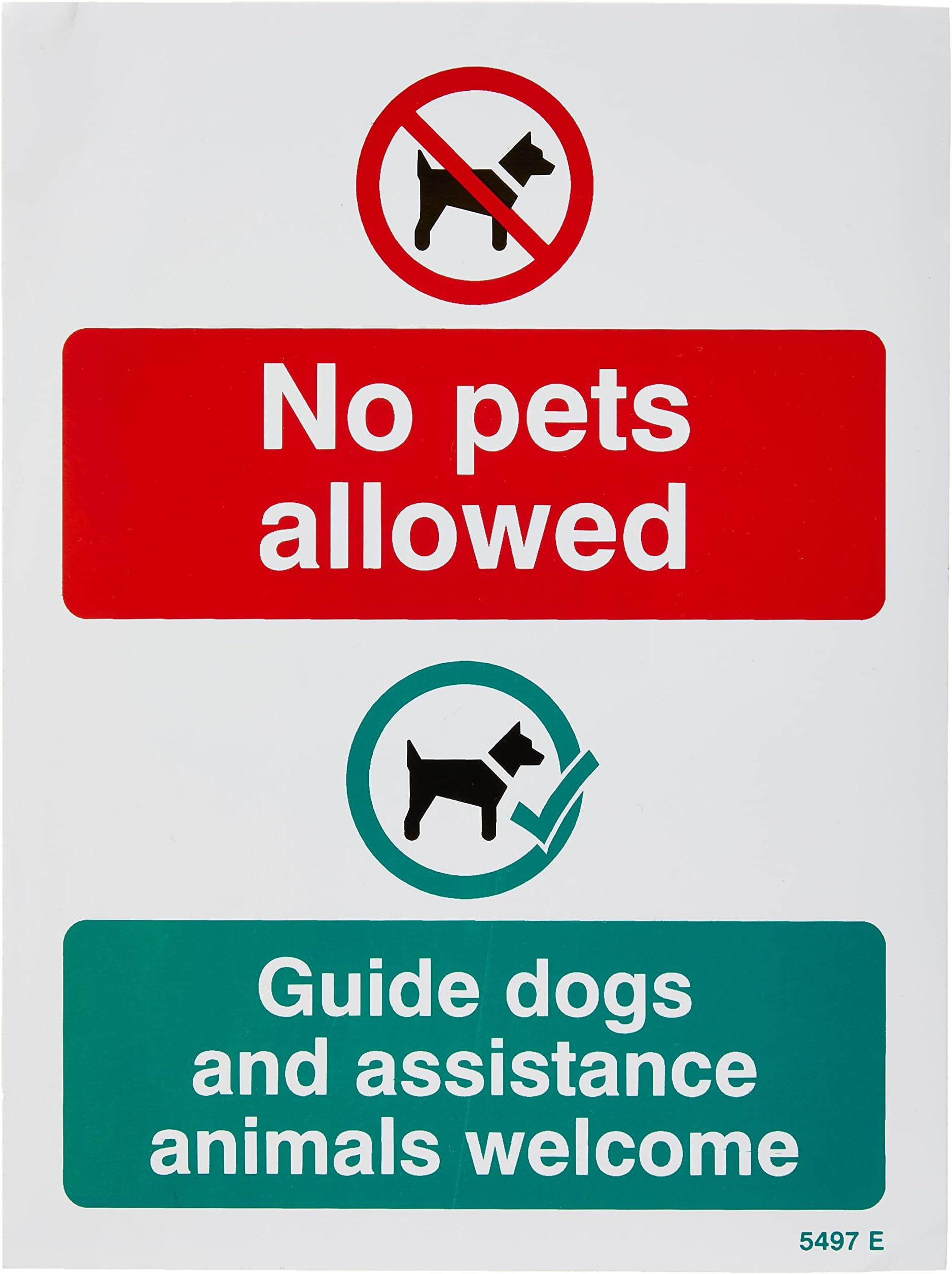 No dogs allowed Except guide dogs sign - 1.2mm Rigid plastic 300mm x ...