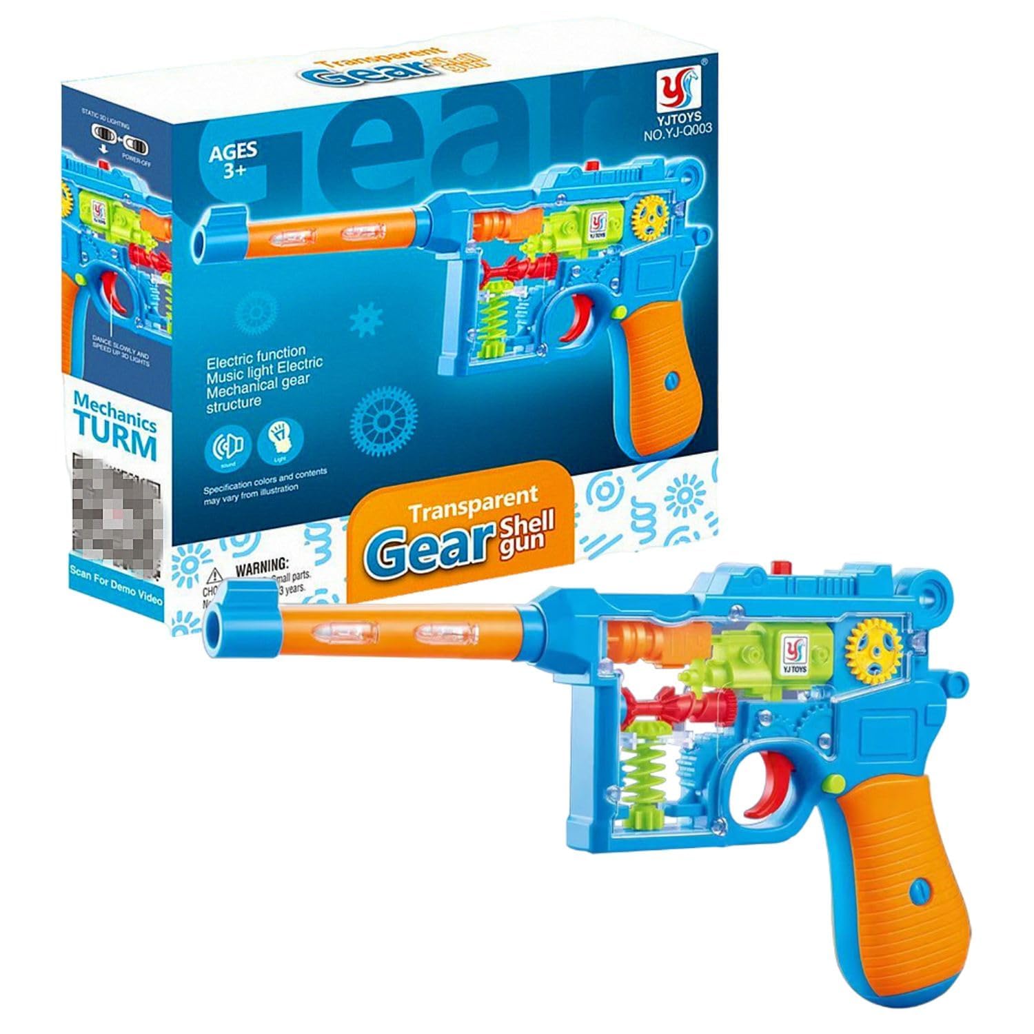 Buy Jericos Kids Gear Lighting 3D Projection Gun, Transparent Gear ...