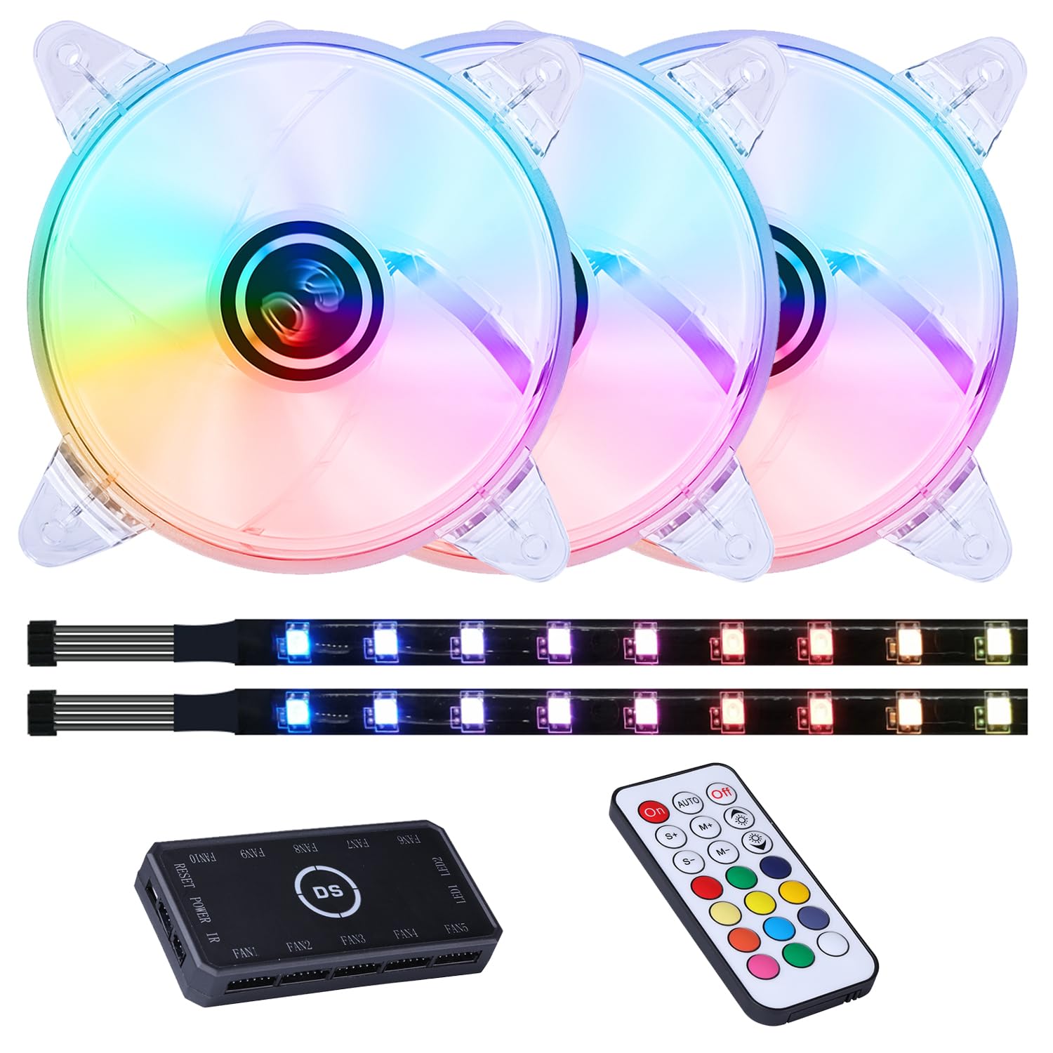 Amazon.com: DS Axis LED Addressable RGB 120MM Case Fan with Controller ...