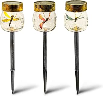 Amazon.com : Crosslight Solar Jar Stake Light | 3 Pack Waterproof Glass ...