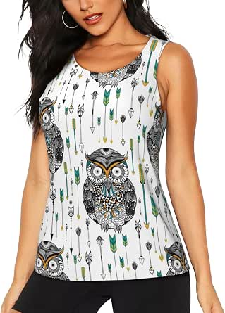 Amazon.com: Workout Tank Tops for Women Cool Tribe Owls Sleeveless Yoga ...