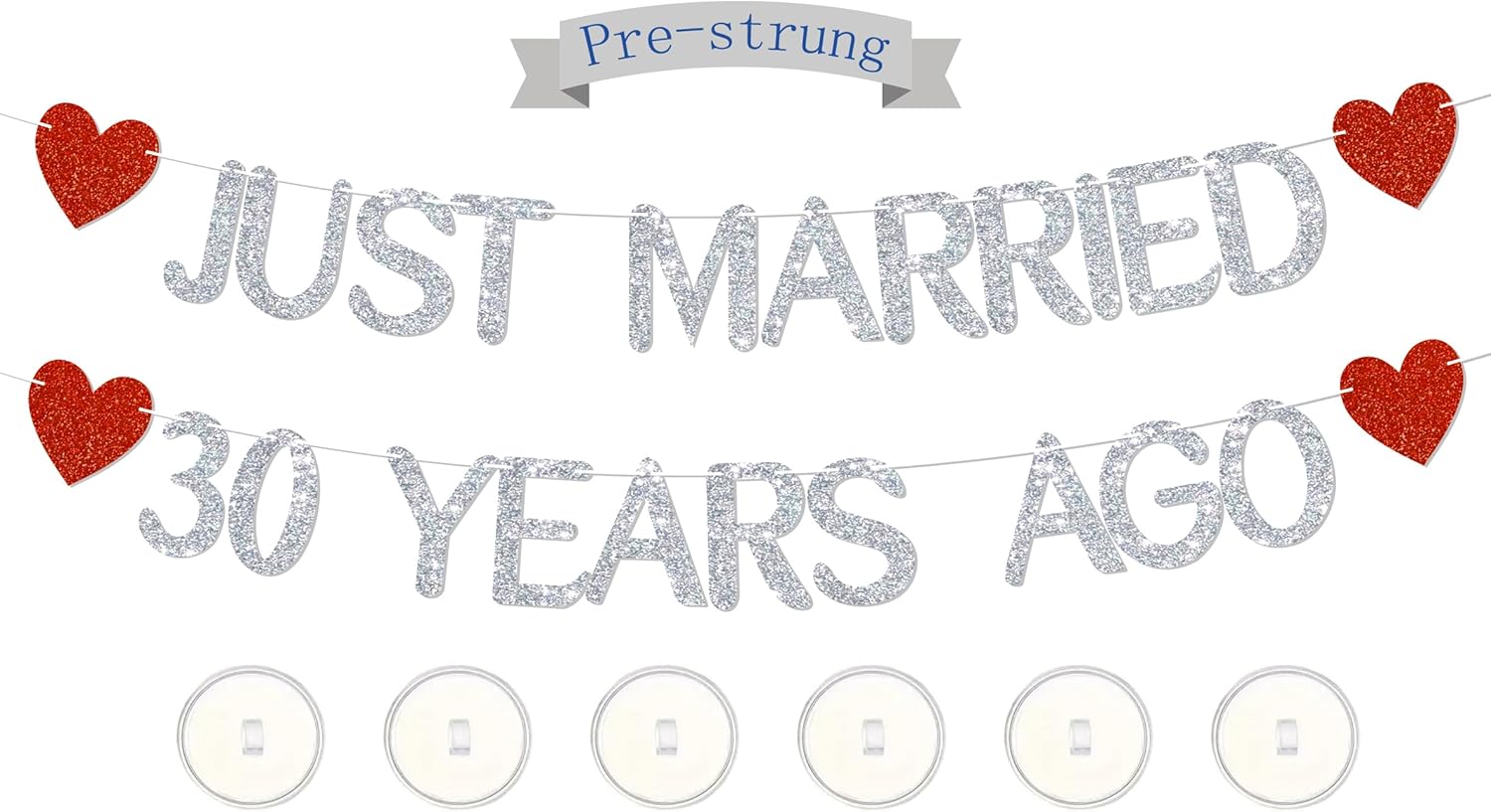 Amazon.com: Just Married 30 Years Ago Glitter Banner,With adhesive ...