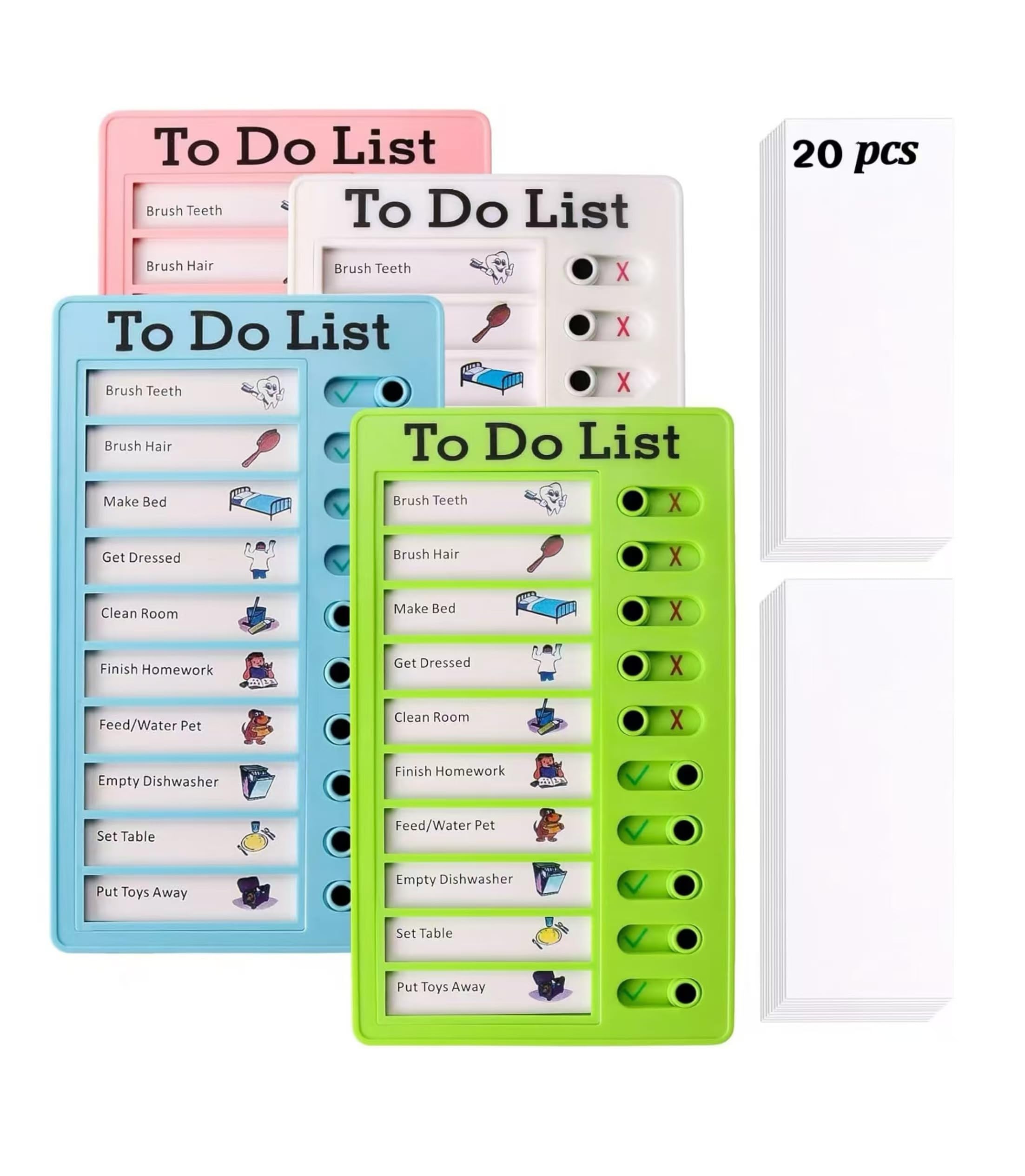 4 Stück Memo Checkliste Boards,mit 20 Austauschbaren Leeren Papieren ...