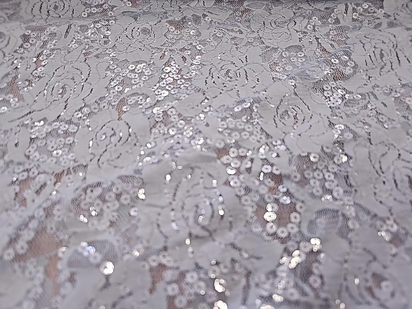 Amazon.com: Light Gray Sequin Sparkle Lace Floral Special Occasion Sold ...