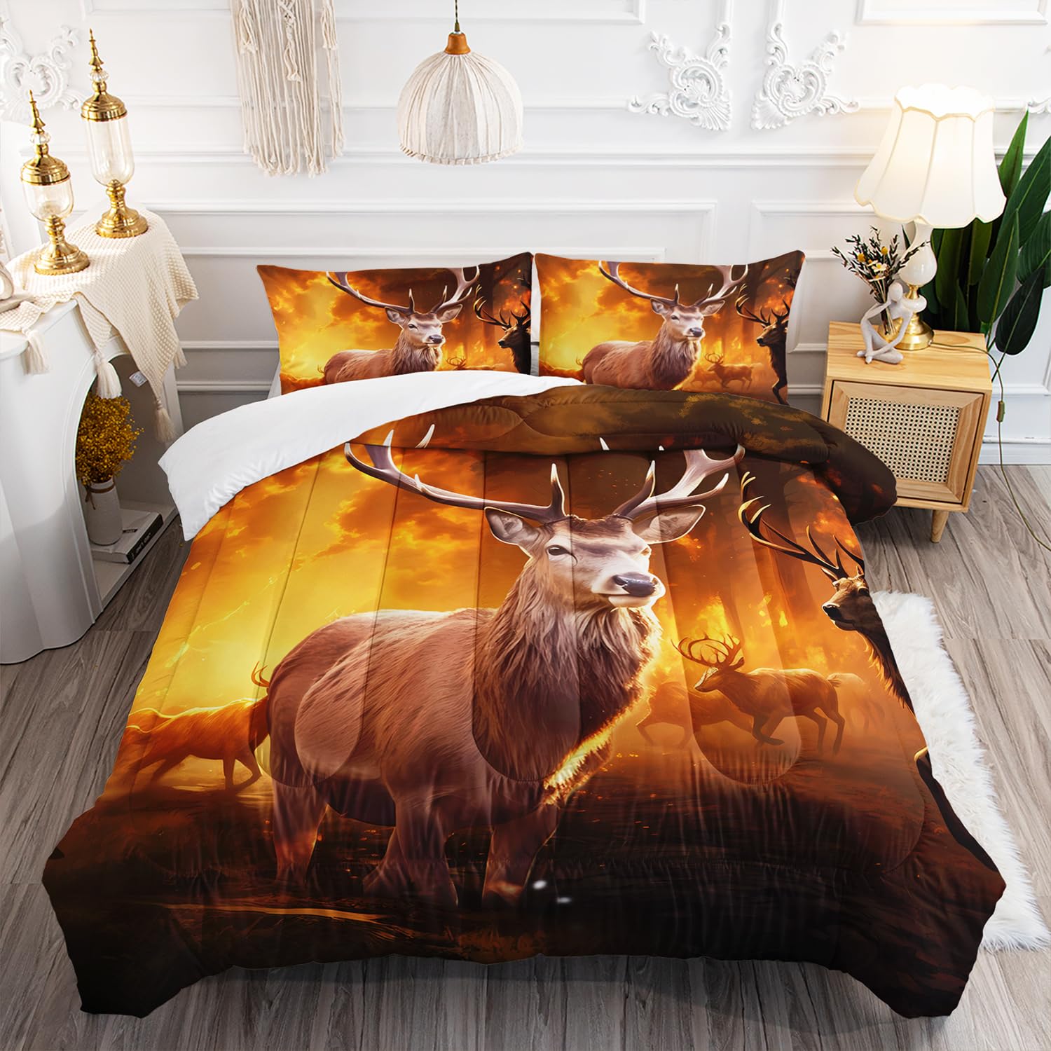 Wildlife Deer Comforter Sets Cottage Wildlife Quilt • Log Furniture
