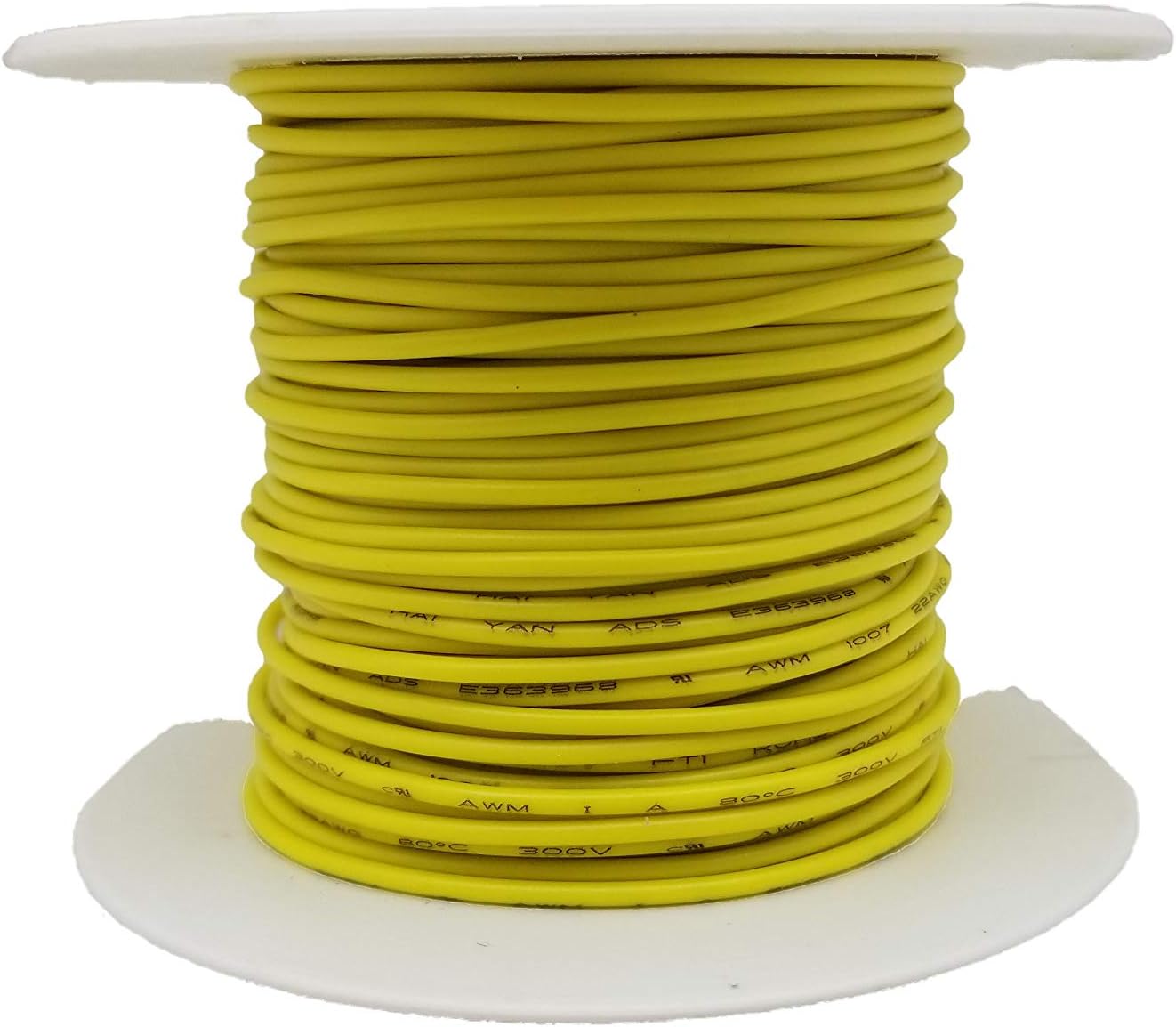 100' 22 AWG Solid Copper Wire 22 Gauge UL1007 Rated Yellow PVC ...