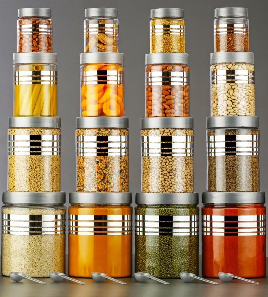 Buy Xmart India Set of 16 Containers for Kitchen Storage Set Containers with Lids & Spoons ...