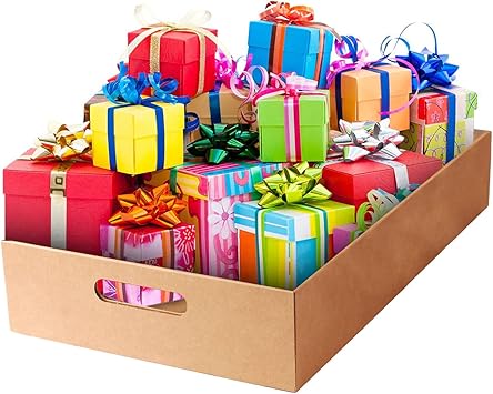 Venuscello® 5 x Cardboard Gift Hamper Tray 16" x 10.5" x 4" Empty Patch ...