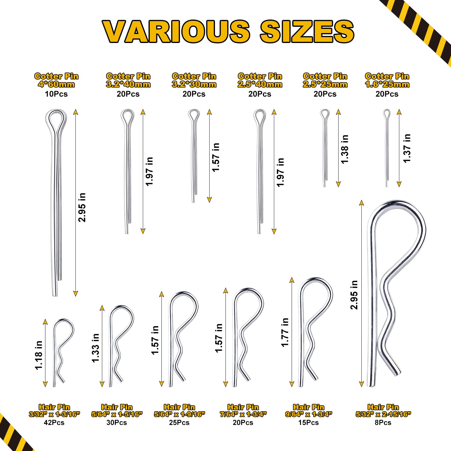 250Pcs Cotter Pin Assortment Kit for Hitch, Lawn Philippines | Ubuy