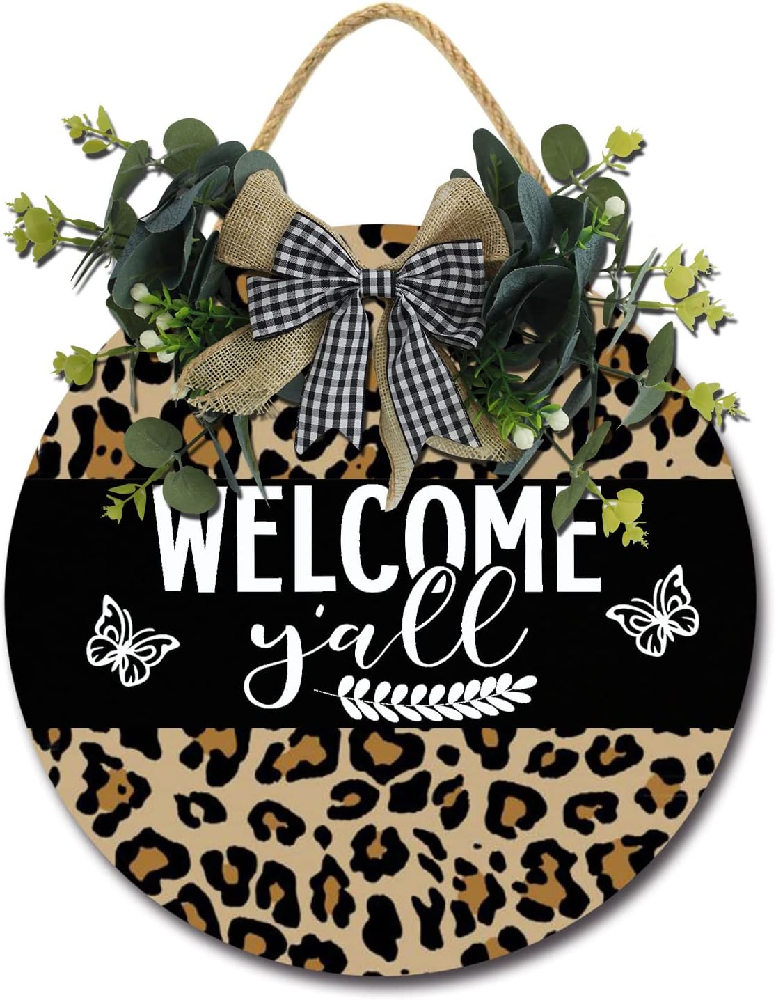 Amazon.com : Welcome To our Home Cheetah Wooden Door Hanger. Leopard ...