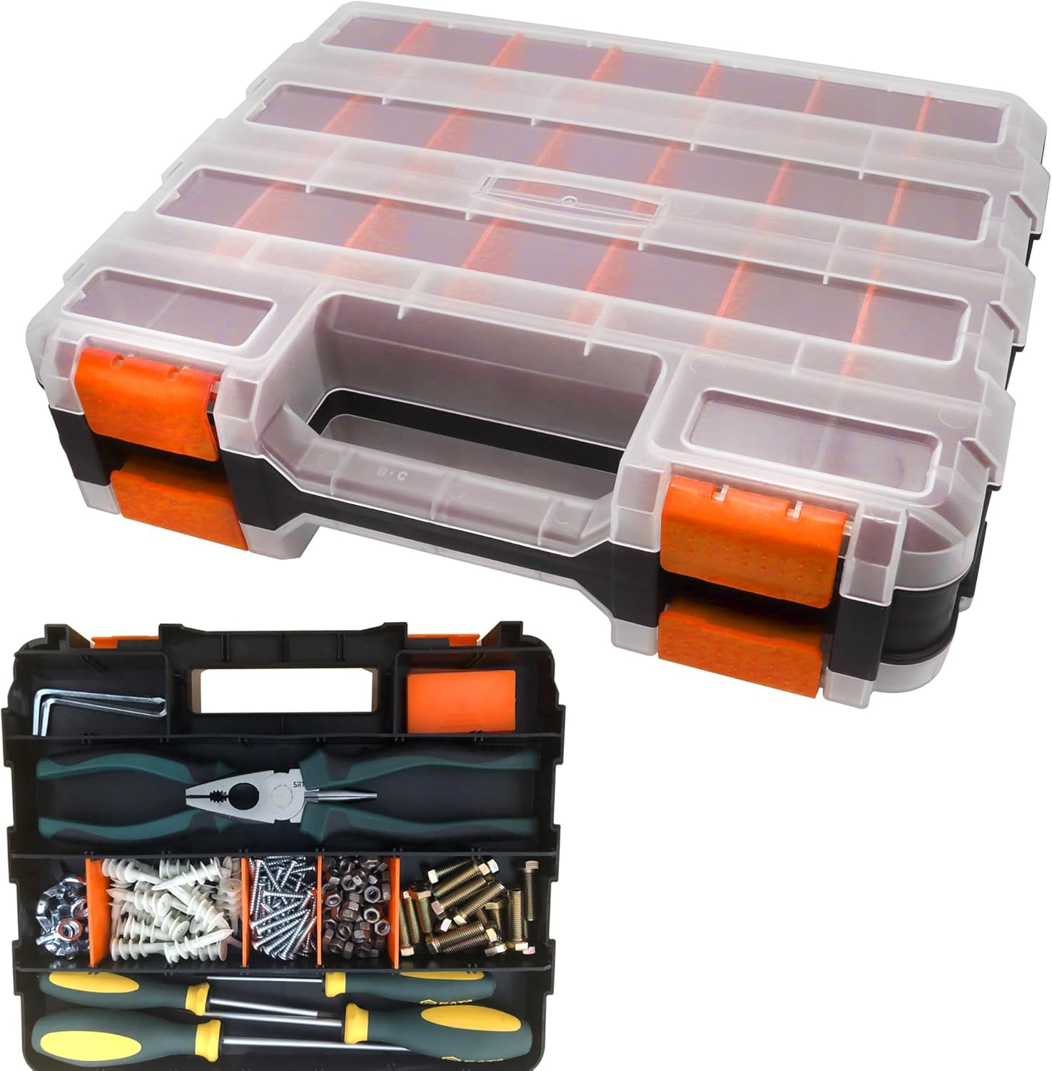 Tools Organizer Box Small Parts Storage Box 50-Compartment Double Side ...