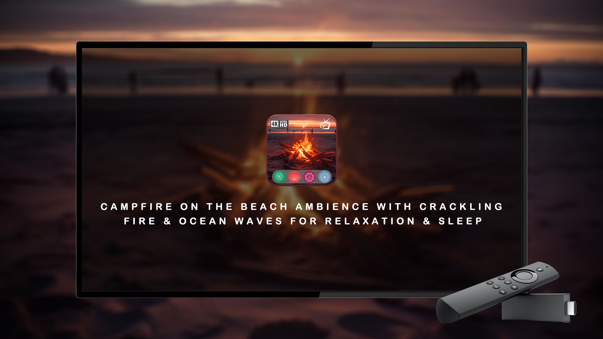 Campfire on the Beach Ambience with Crackling Fire & Ocean Waves for Relaxation & Sleep for Tv ...