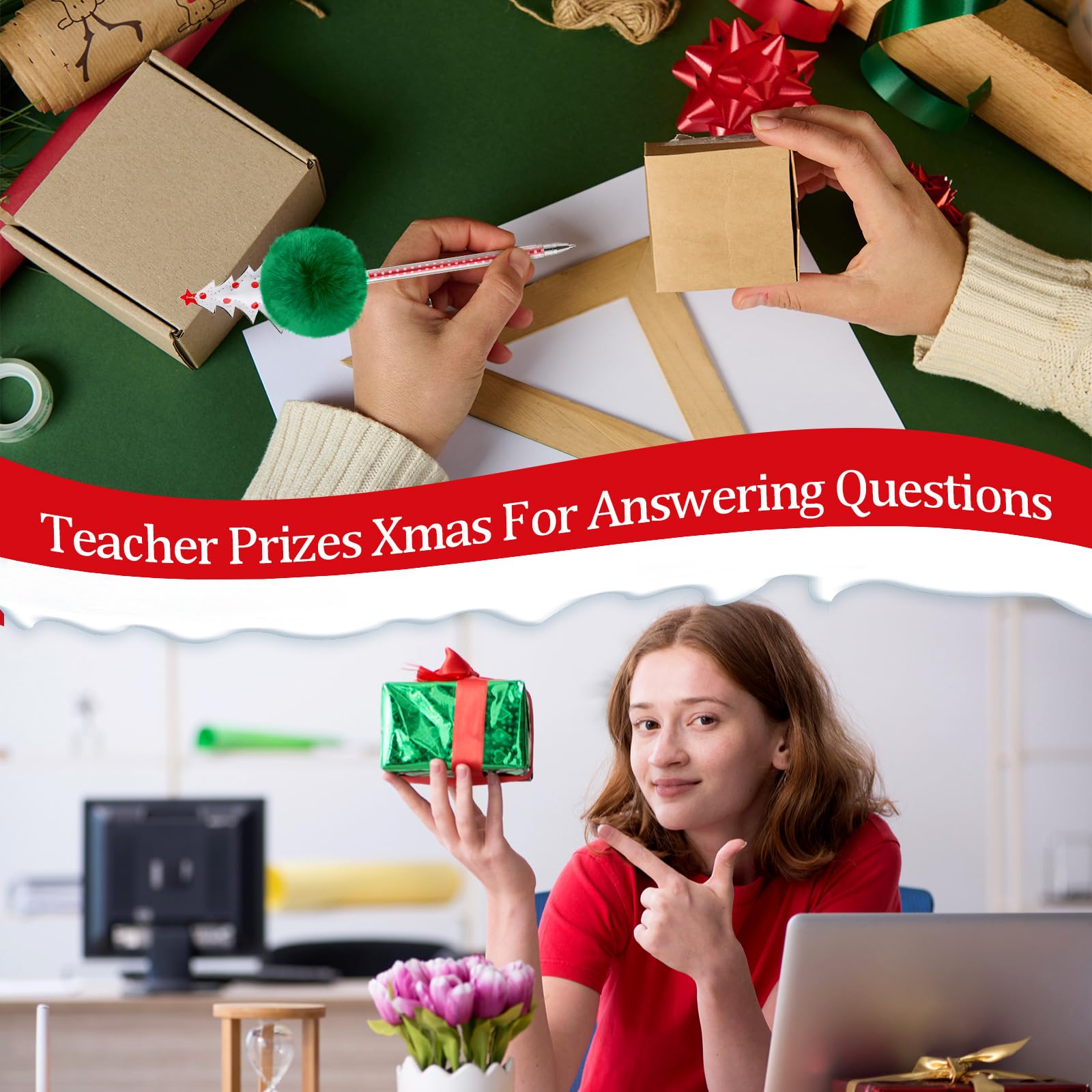 Snapklik.com : 8 Pcs Christmas Pom Pom Pen Gifts Fluffy Ballpoints Cute ...
