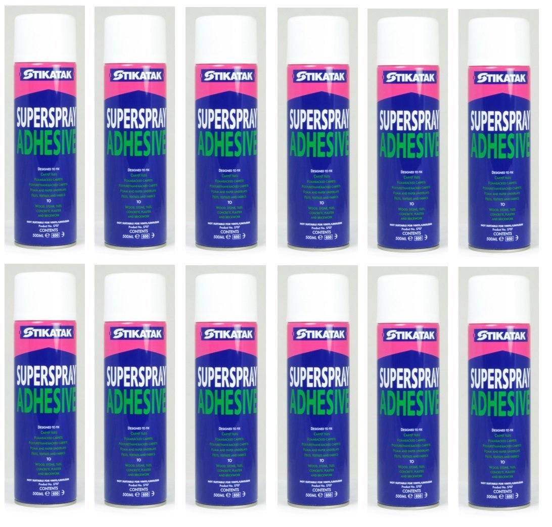 12 x Cans Of Stikatak All Purpose Superspray Adhesive Spray Glue ...