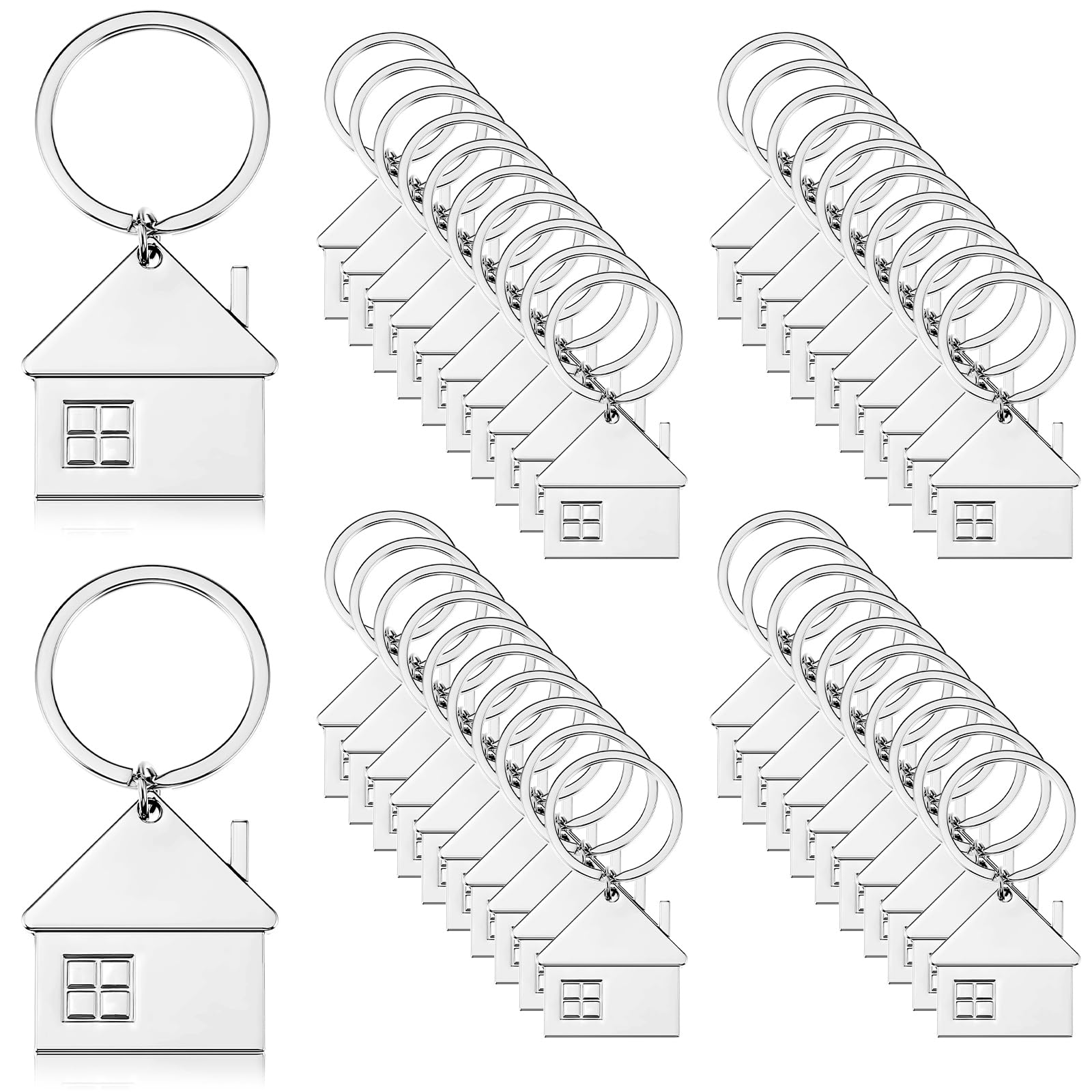 Bulk Keychain Set Taiyin House Shaped Keychains - 100 Pack Zinc Alloy ...