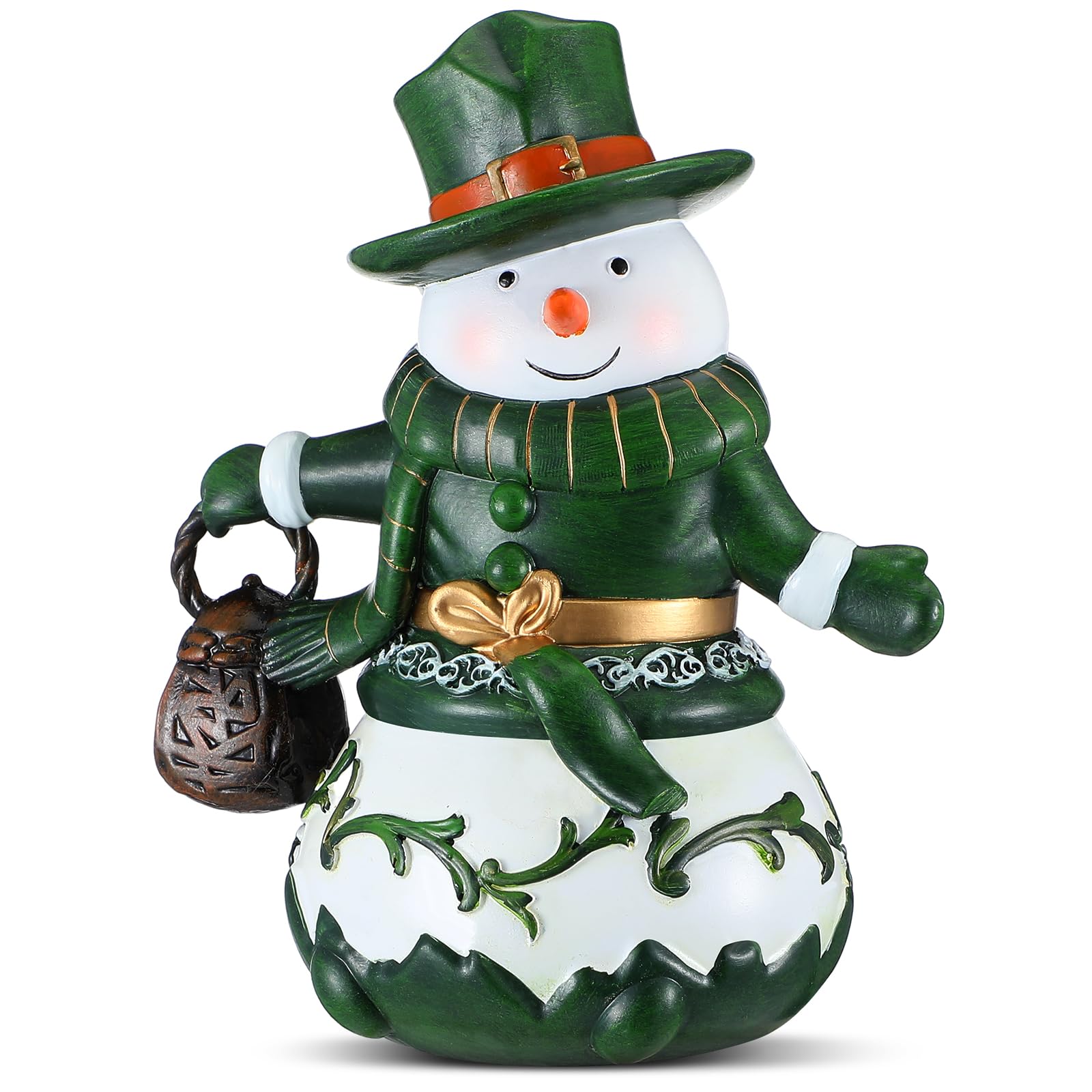 Amazon.com: Wesiti Christmas Snowman Figurines Resin Irish Snowman ...